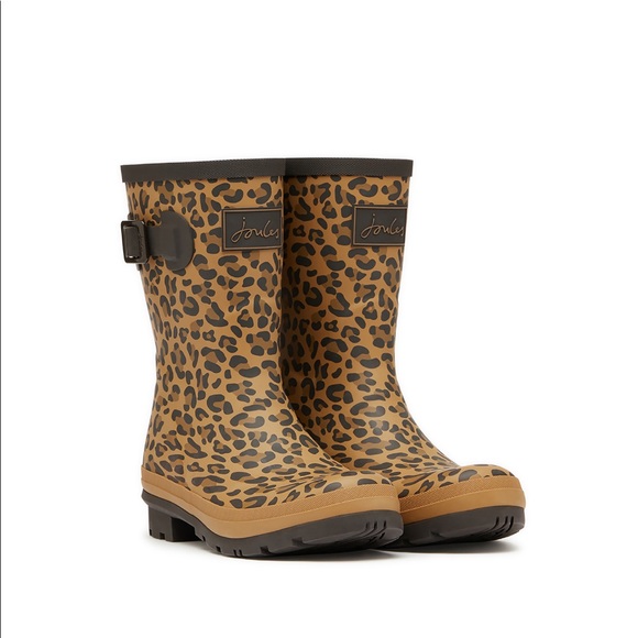 Joules | Shoes | Joules Tan Black Molly Welly Leopard Design Block ...